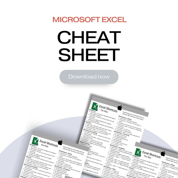 Excel Cheat Sheet Download - Etsy