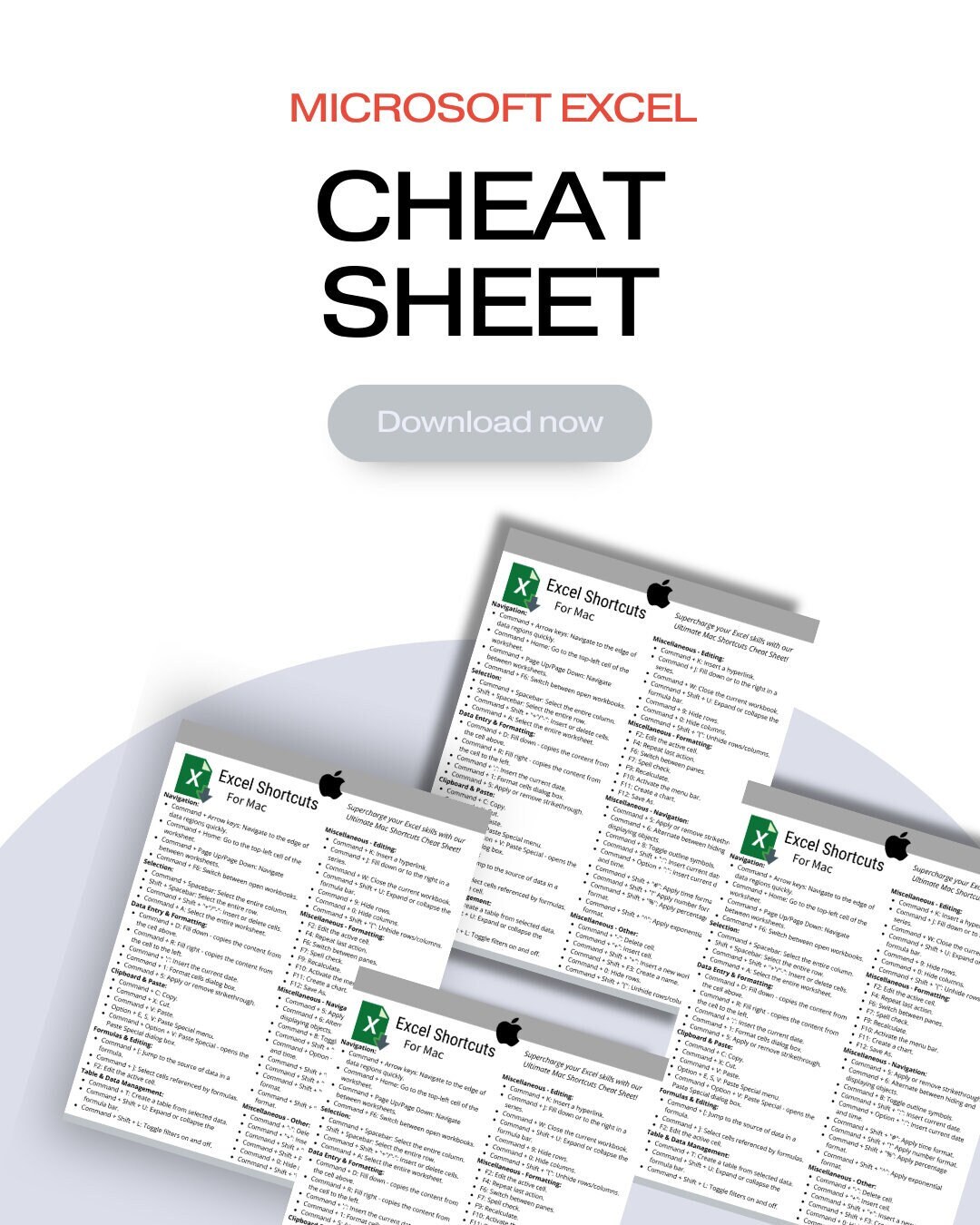 Microsoft Excel Shortcuts Cheat Sheet for Mac Boost Productivity ...