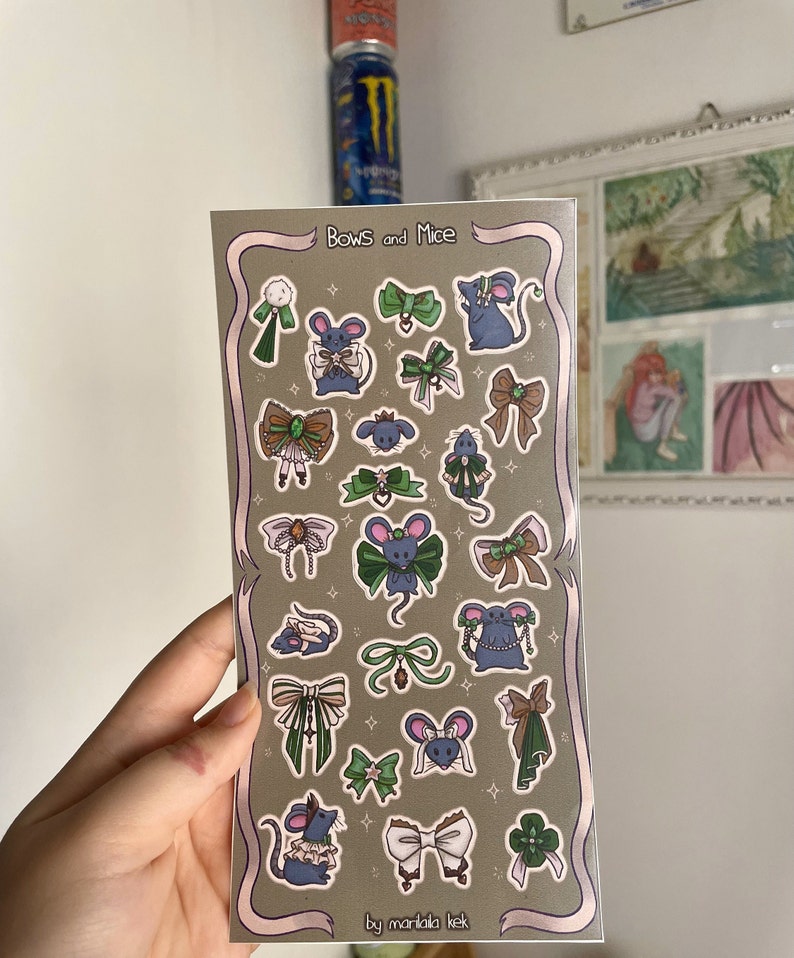 Stickers Bows and Mice Set Mate Vinyl Stickers for Jornaling Inspired ...