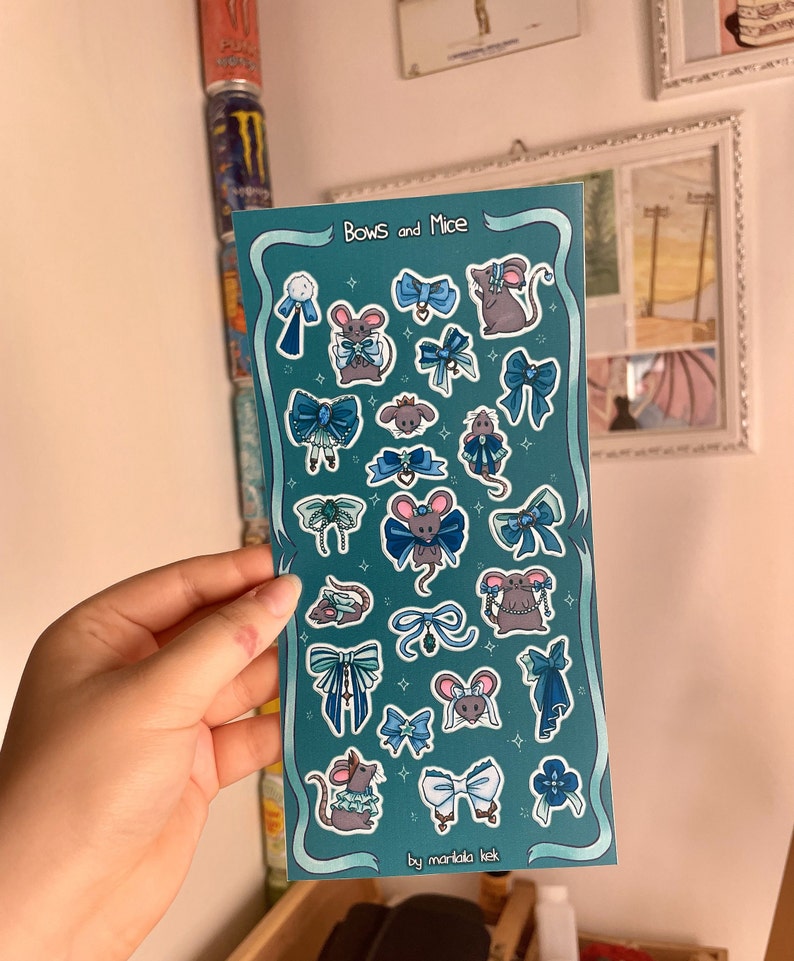 Stickers Bows and Mice Set Mate Vinyl Stickers for Jornaling Inspired ...