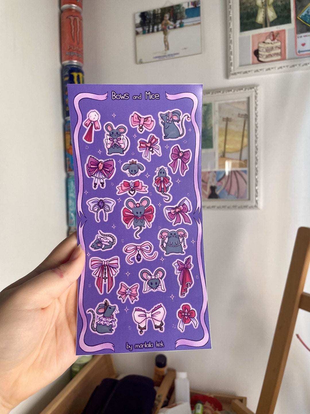 Stickers Bows and Mice Set Mate Vinyl Stickers for Jornaling Inspired ...