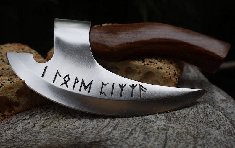 Engraved Headed Axe With Leather Cover-hand Forged Axe-viking Hatchet ...