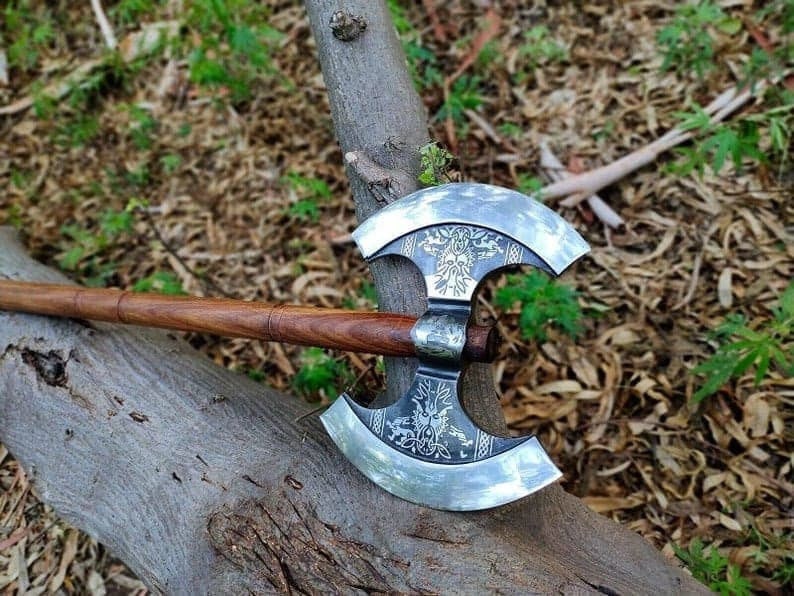 Hand Forged Steel Double Headed Axe, Viking Forged Headed Axe, Double ...