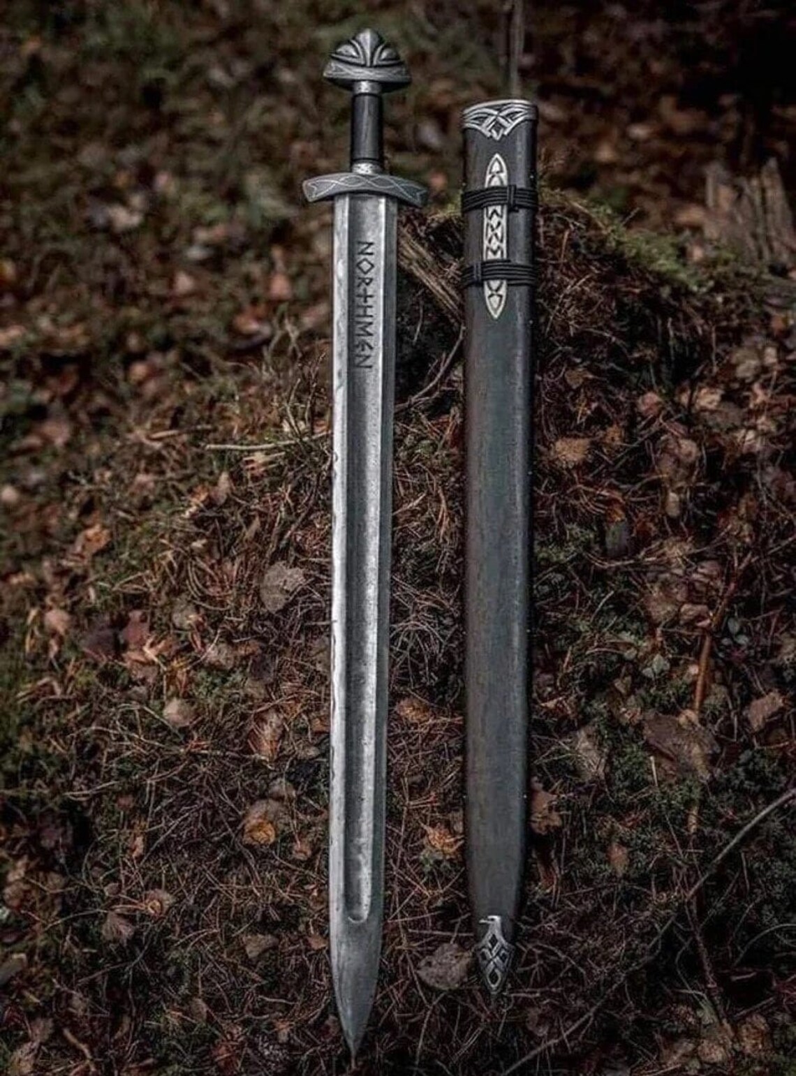 Northman Sword With Scabbard, Viking King Sword, Devil Headed Sword ...