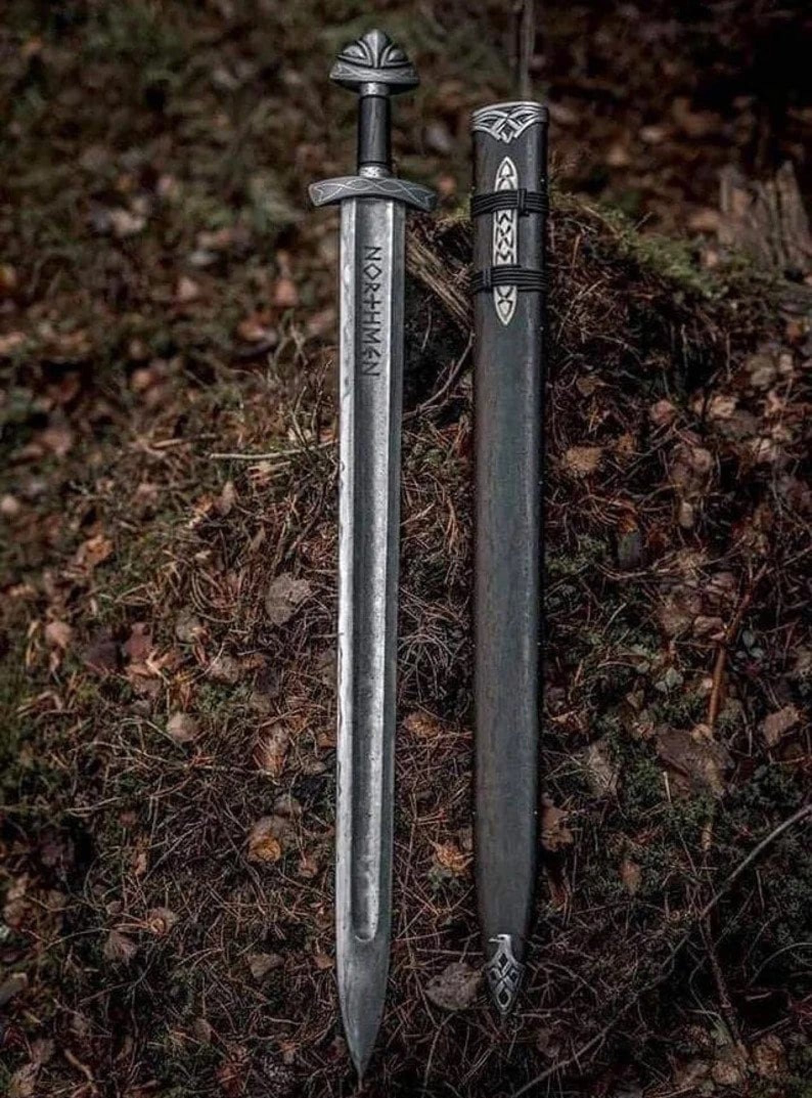 Northman Sword With Scabbard, Viking King Sword, Devil Headed Sword ...