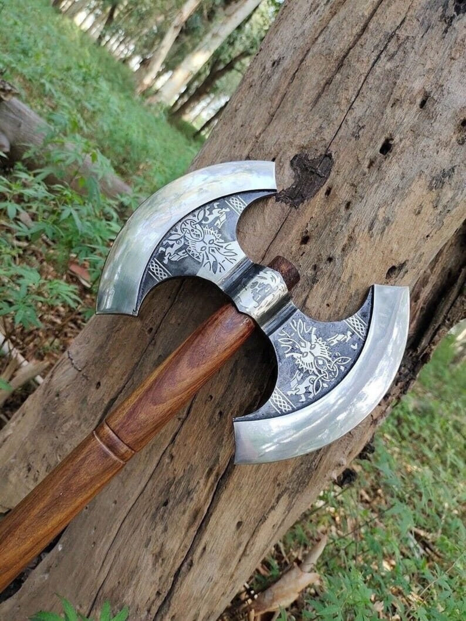 Devil Headed Axe With Leather Cover, Forged Headed Axe, Viking Hatchet ...