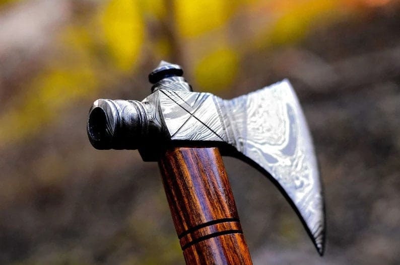 Viking Damascus Axe, Smoking Axe With Leather Cover, Best Pizza Axe ...