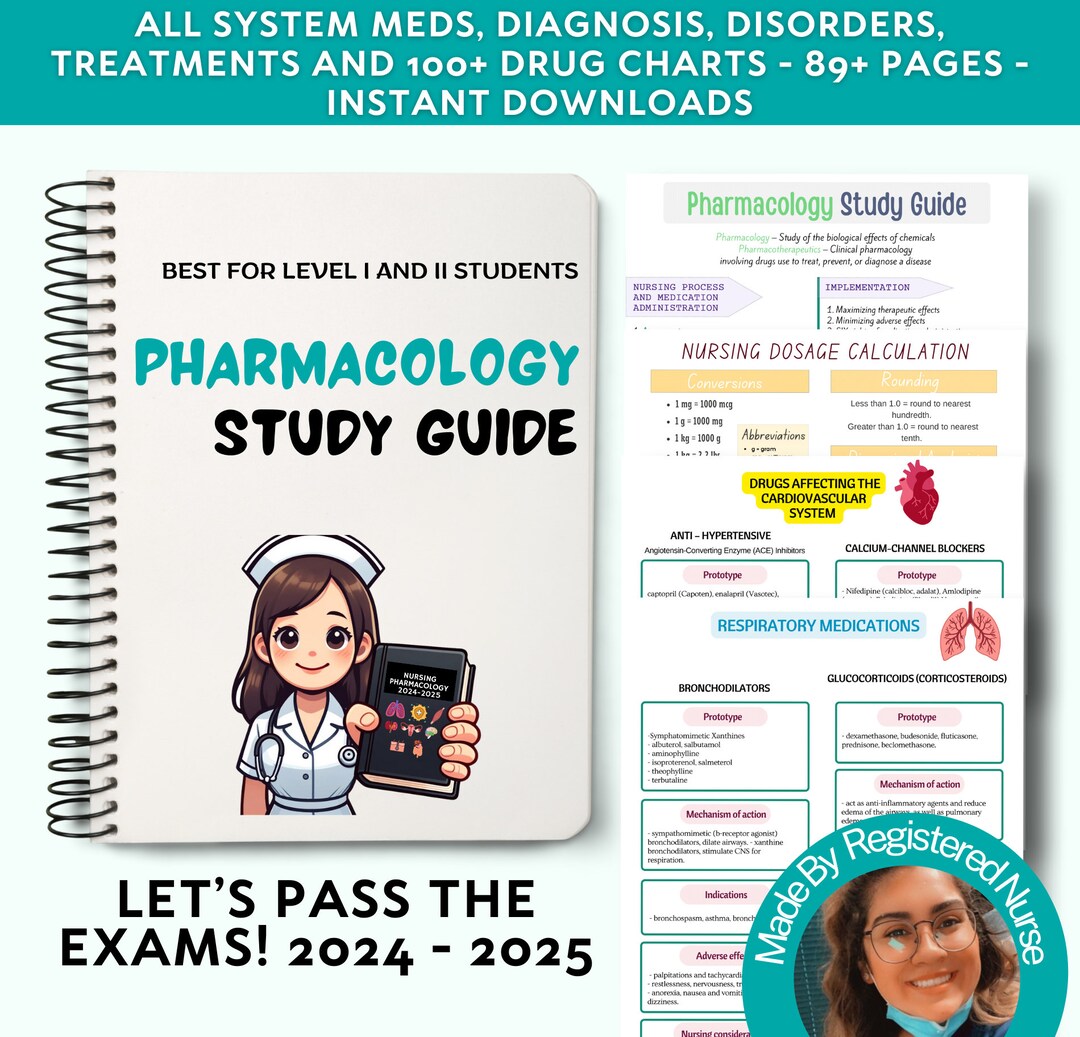 Pharmacology Nursing Study Guide: 89 Pages of Notes (digital Download ...