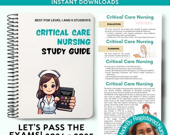 Critical Care Nursing 2024 Edition, ICU Study Guide, Med Surg, Nursing ...