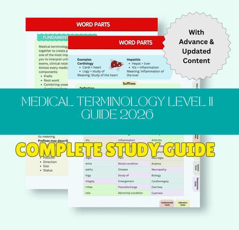 Medical Terminology Level II Study Guide for Nursing Students | NCLEX ...