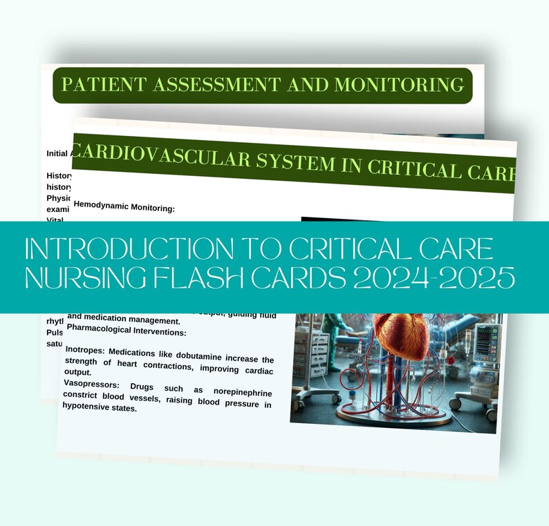 Critical Care Nursing Flash Cards: Study Guide (digital Download PDF ...