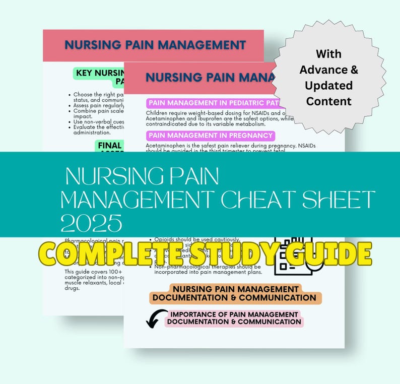Nursing Pain Management Cheat Sheet: Quick Reference Guide (digital PDF ...