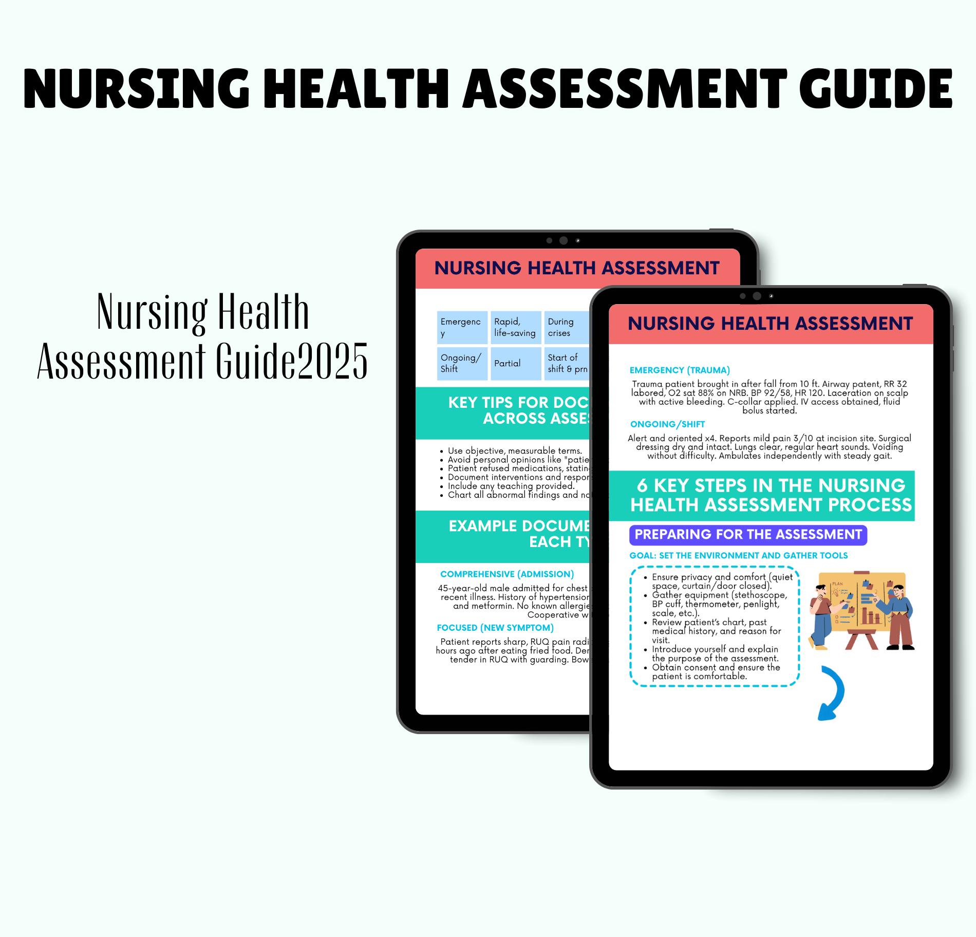Nursing Health Assessment Guide: Head-to-toe Exam (digital PDF Download ...