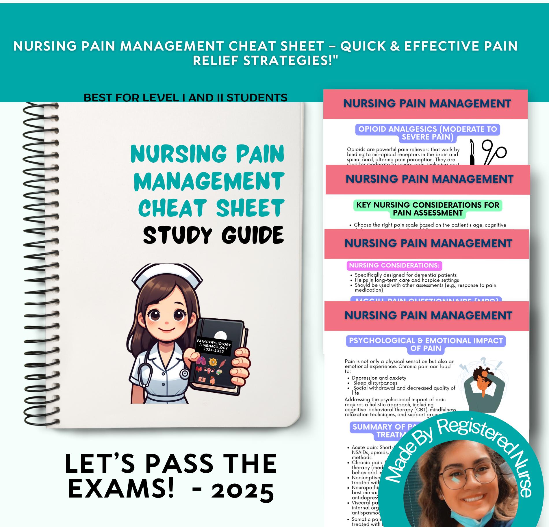 Nursing Pain Management Cheat Sheet: Quick Reference Guide (digital PDF ...