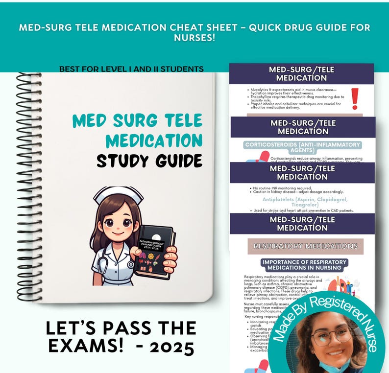 Med-surg Tele Medication Cheat Sheet: Nursing Pharmacology Guide (PDF ...