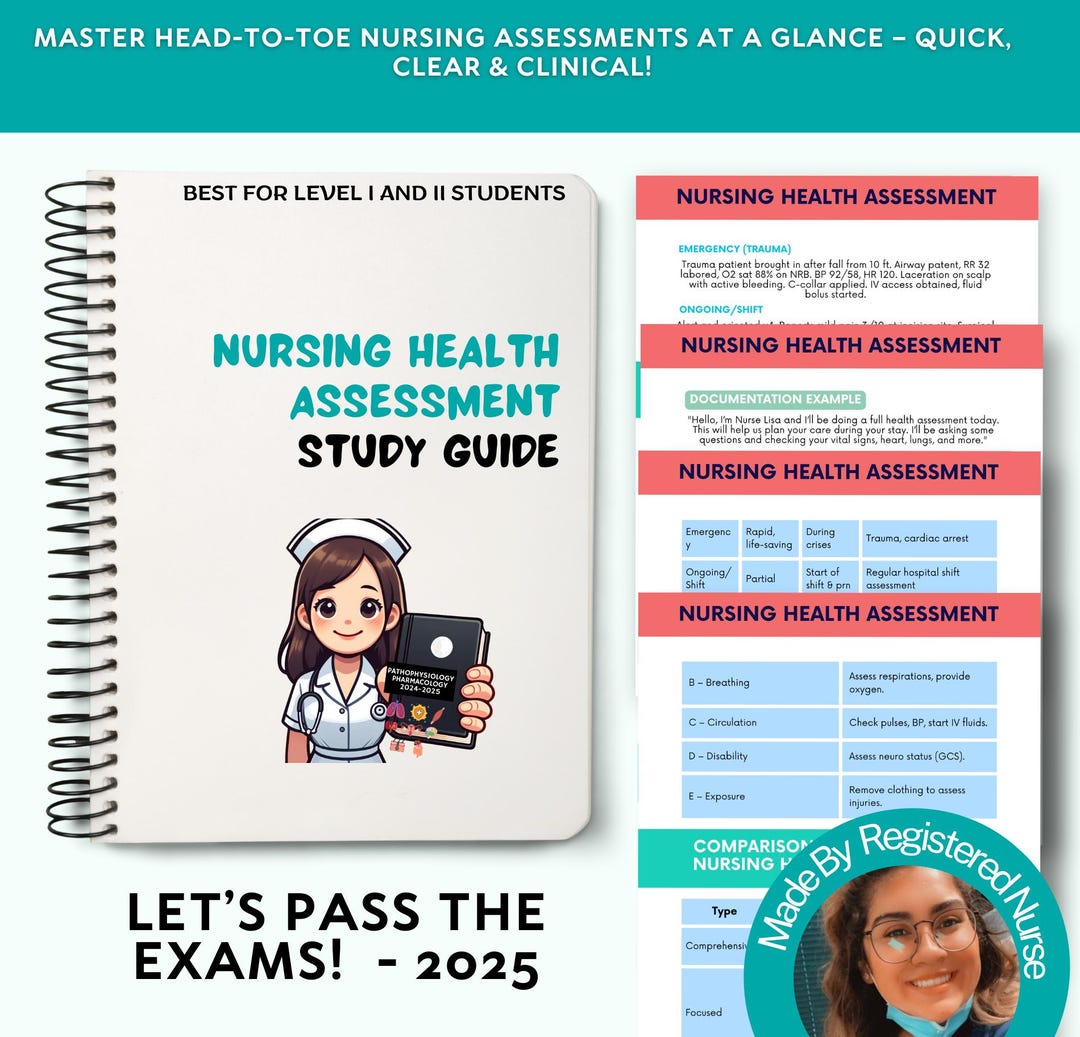 Nursing Health Assessment Guide: Head-to-toe Exam (digital PDF Download ...