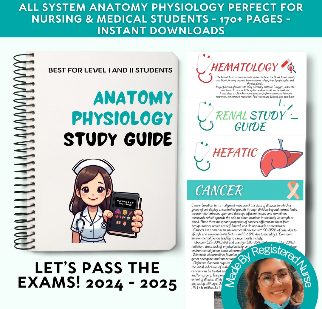 Complete Anatomy and Physiology Nursing 170+ Pages, Anatomy Study Guide ...