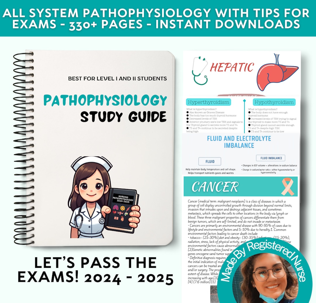 Pathophysiology Nursing Study Guide Bundle: 330+ Pages (digital ...