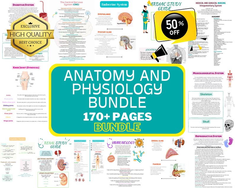 Complete Anatomy and Physiology Nursing 170+ Pages, Anatomy Study Guide ...
