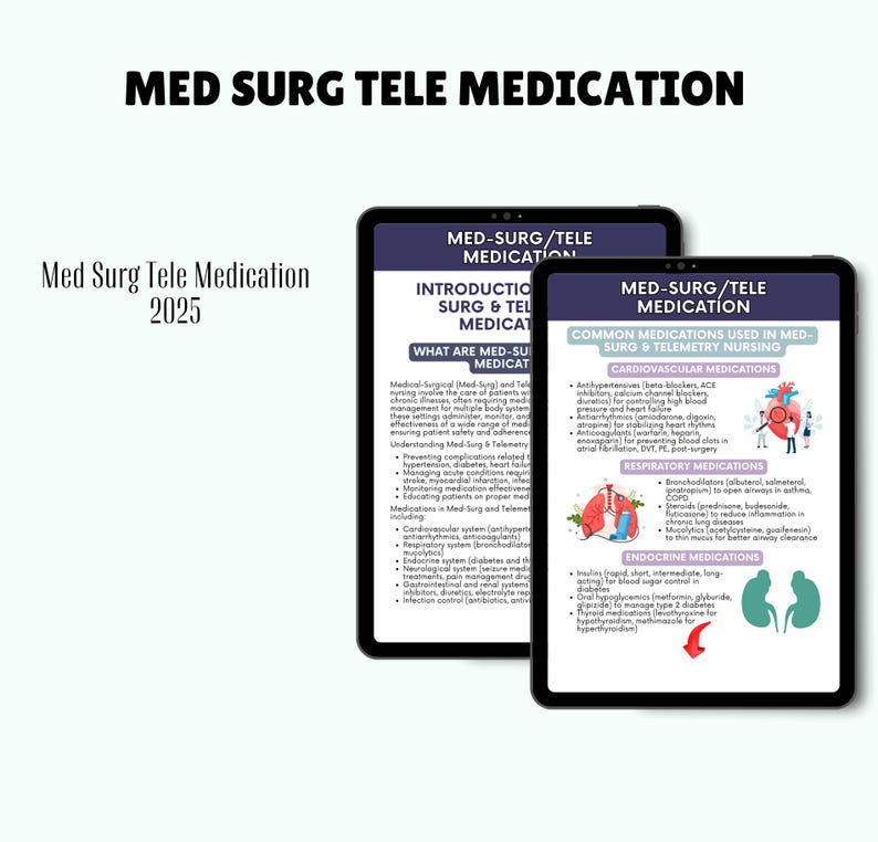 Med-surg Tele Medication Cheat Sheet: Nursing Pharmacology Guide (PDF ...