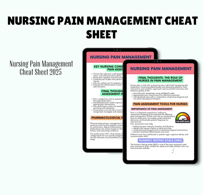 Nursing Pain Management Cheat Sheet: Quick Reference Guide (digital PDF ...