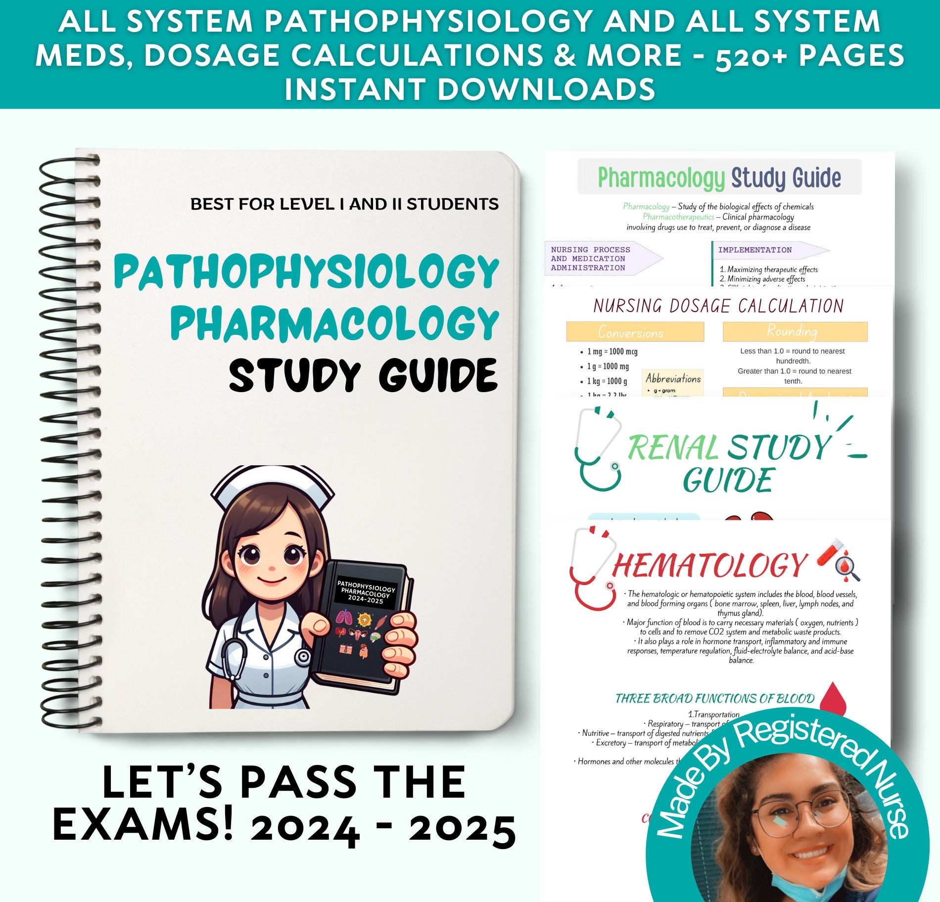 Nursing Study Guide Bundle: Pathophysiology & Pharmacology (digital ...