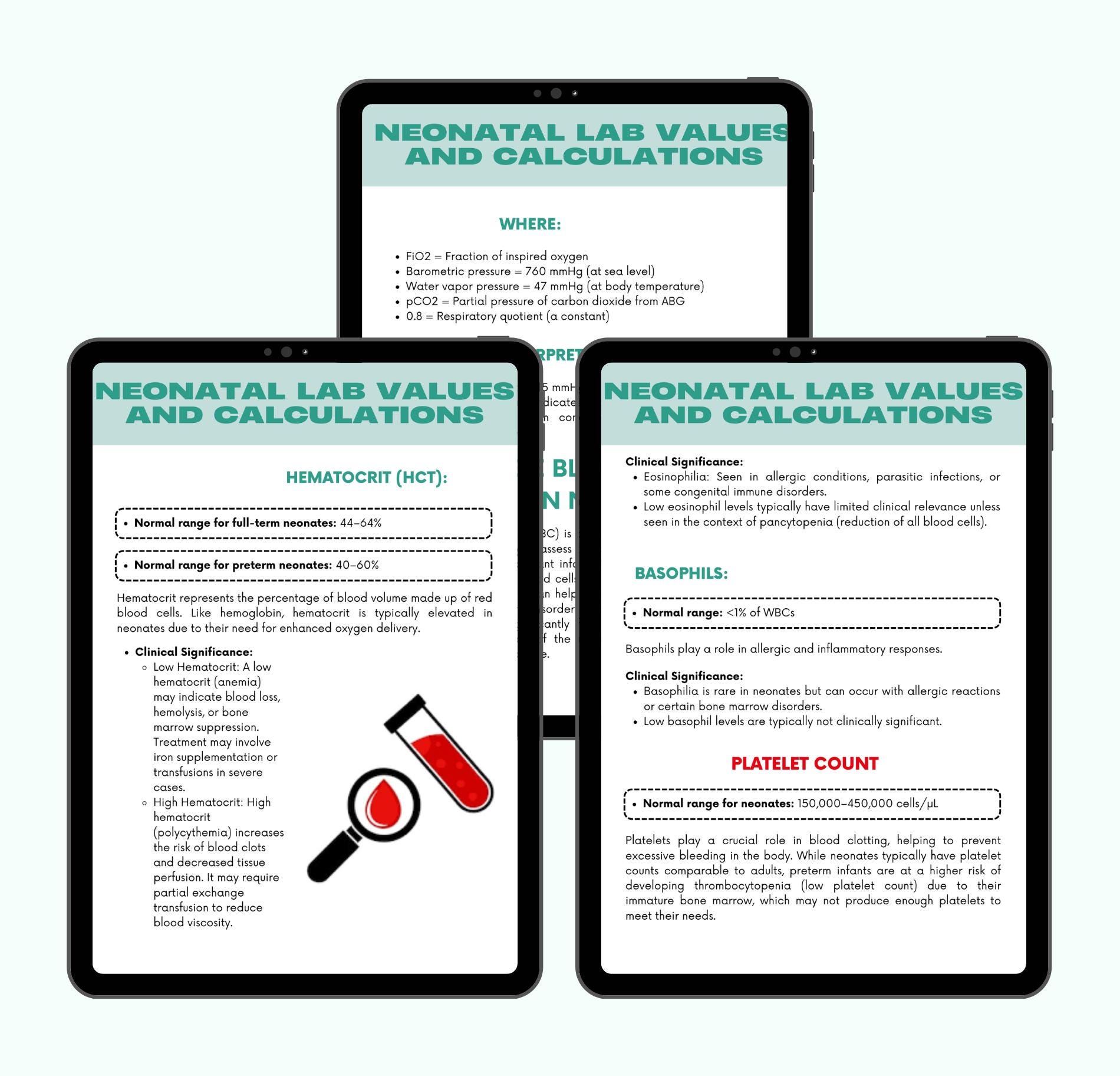 NICU Neonatal Lab Values & Calculations Guide (digital PDF) - Etsy