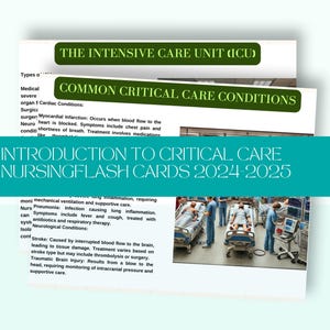 Critical Care Nursing Flash Cards: Study Guide (digital Download PDF ...