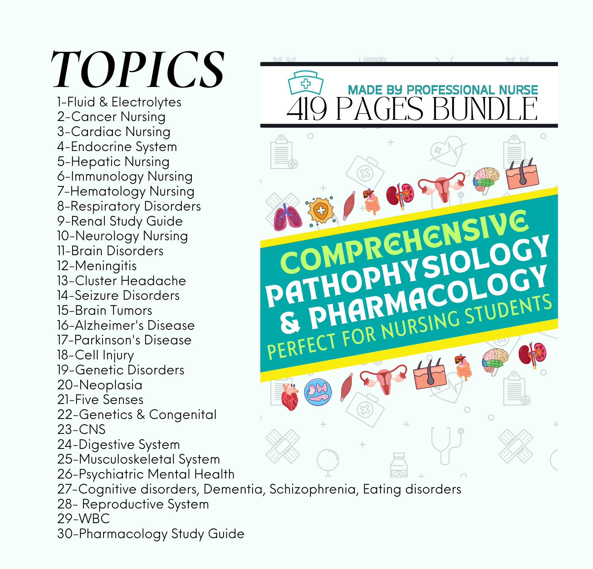 Pathophysiology Nursing Study Guide Bundle: 330+ Pages (digital ...
