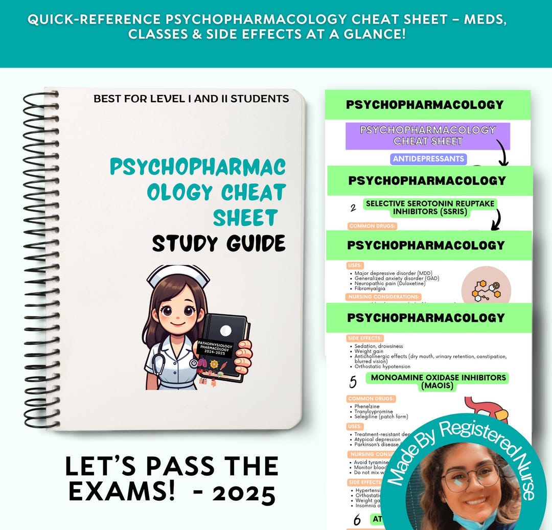 Psychopharmacology Cheat Sheet | Mental Health Medications Chart | Drug ...