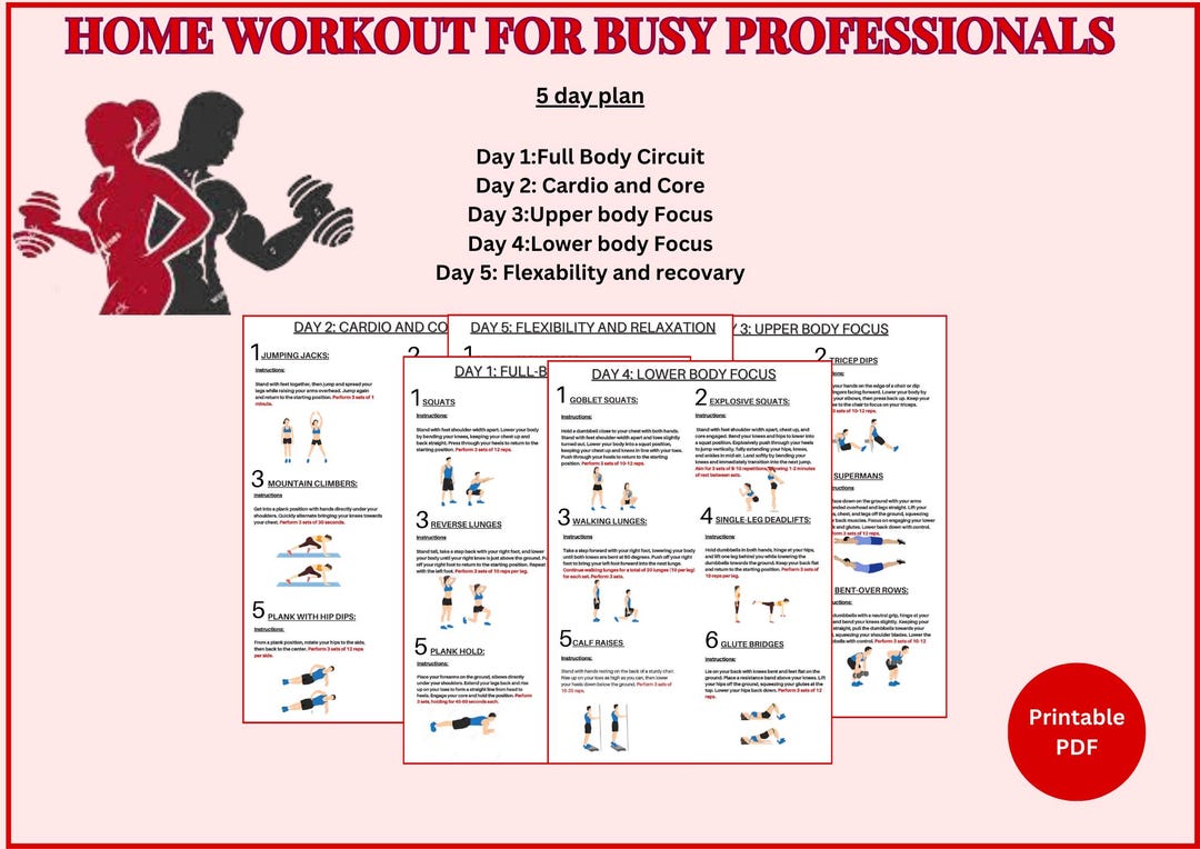 Home Workout Plan for Busy Professionals | 5-day Fitness Guide ...