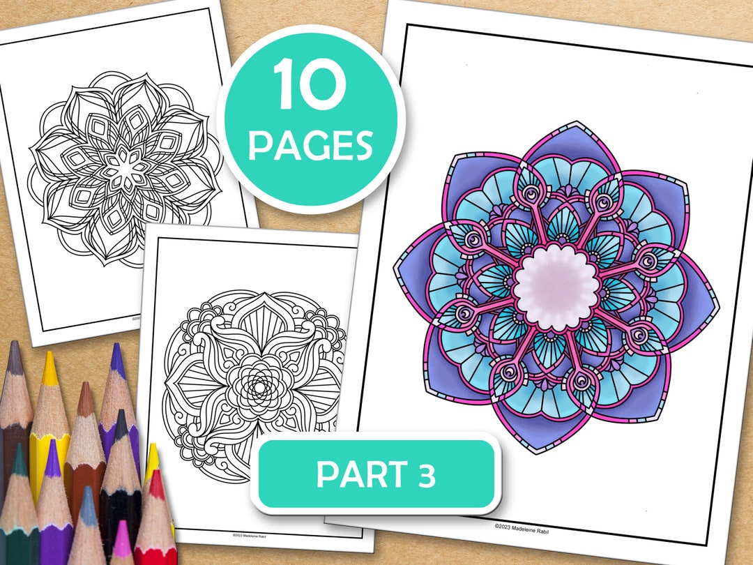 Part 3-mandalas for Meditative Coloring: 10 Mindfulness Coloring Pages ...