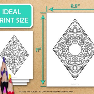 Diamond Mandalas : 10 Mindfulness Coloring Pages for Inner Peace, PDF ...