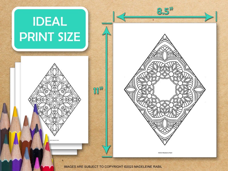 Diamond Mandalas : 10 Mindfulness Coloring Pages for Inner Peace, PDF ...