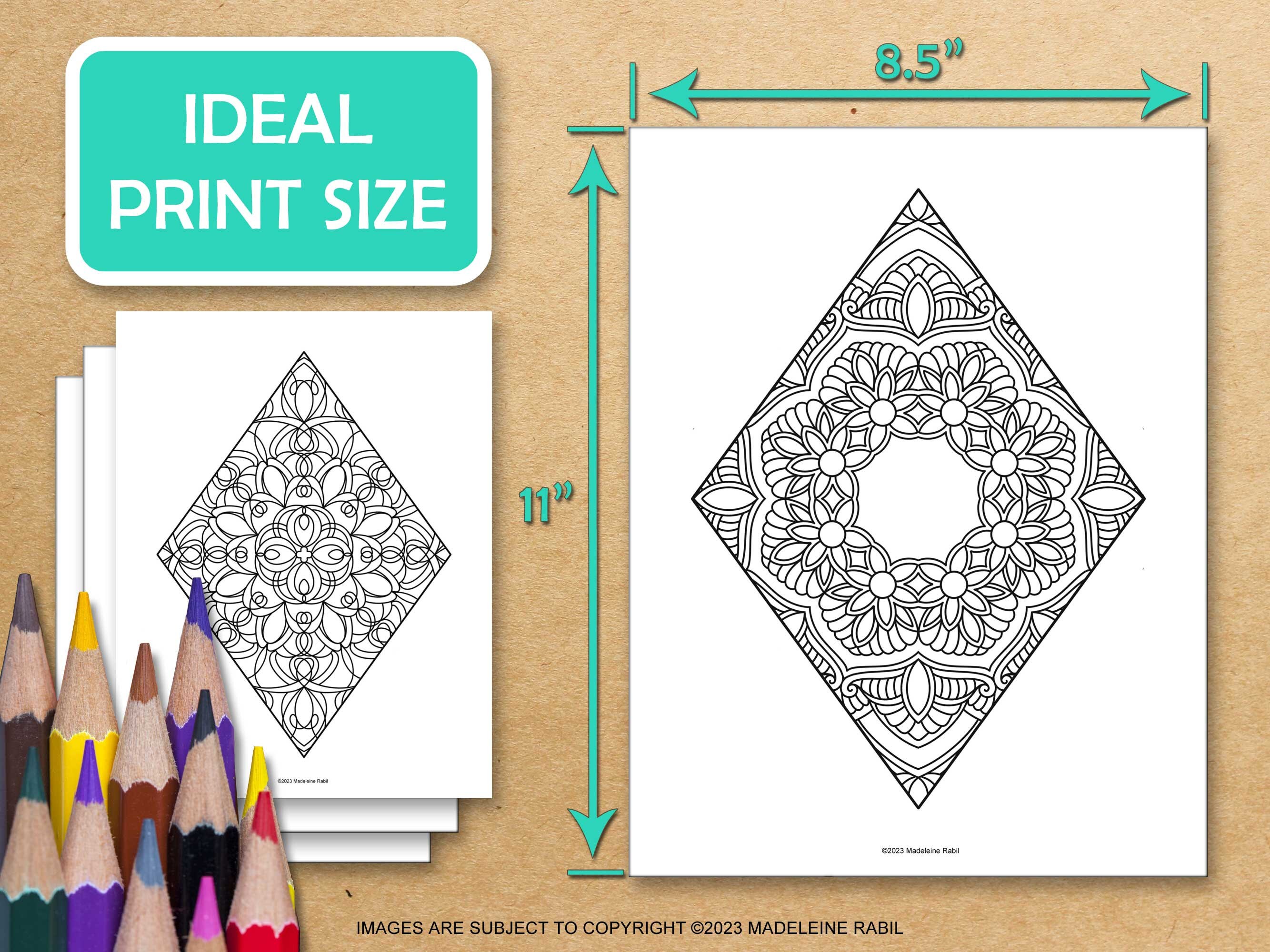 Diamond Mandalas : 10 Mindfulness Coloring Pages for Inner Peace, PDF ...