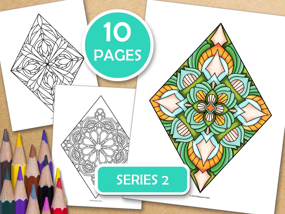 Diamond Mandalas- Series 2 : 10 Mindfulness Coloring Pages for Inner ...