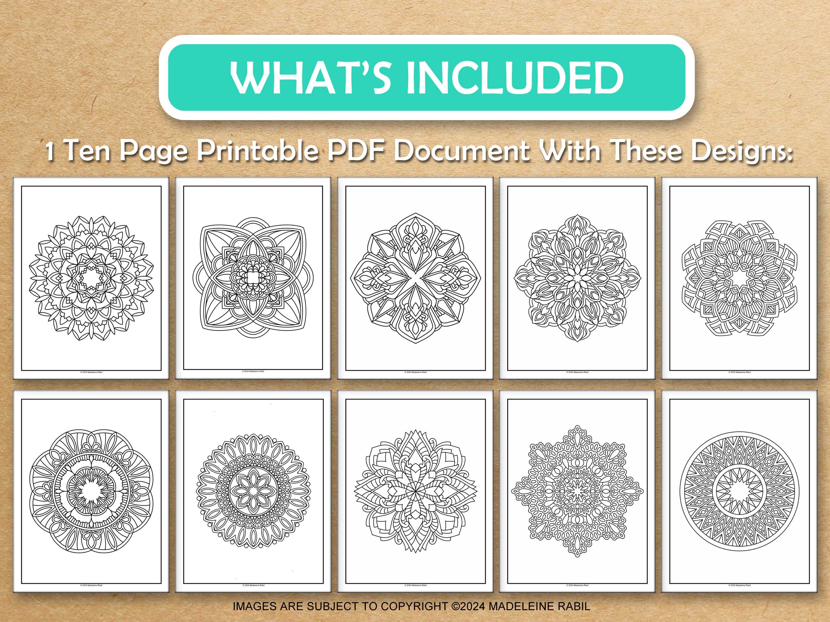 Part 2-mandalas for Meditative Coloring - Book 2: 10 Mindfulness ...