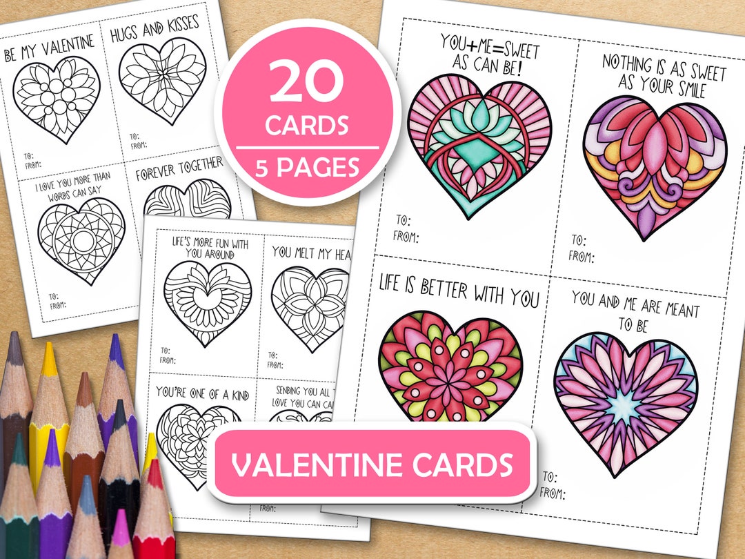 Color Your Own Valentine's Day Cards : 20 Mandala Themed Valentine's ...
