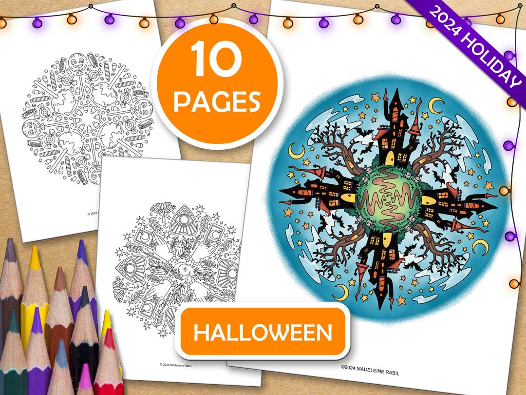Spooky Halloween Mandalas: 10 Haunted Coloring Pages to Celebrate the ...
