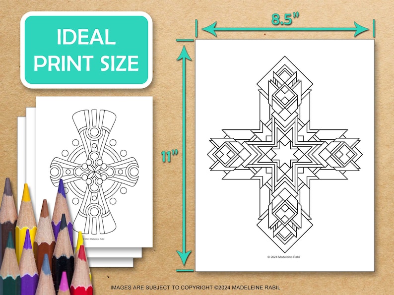 Cross Designs: 10 Mindfulness Coloring Pages for Inner Peace, PDF Files ...