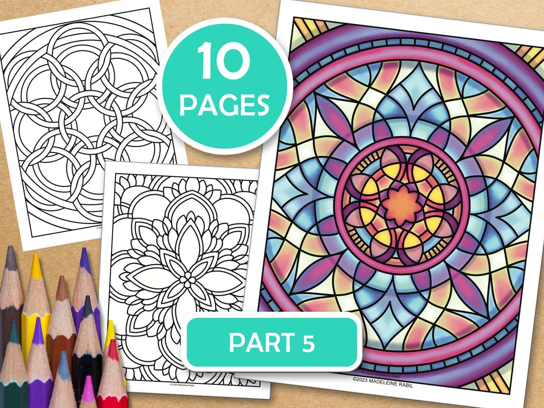 Part 5-easy Mandalas for Meditative Coloring- Book 2: 5 Mindfulness ...