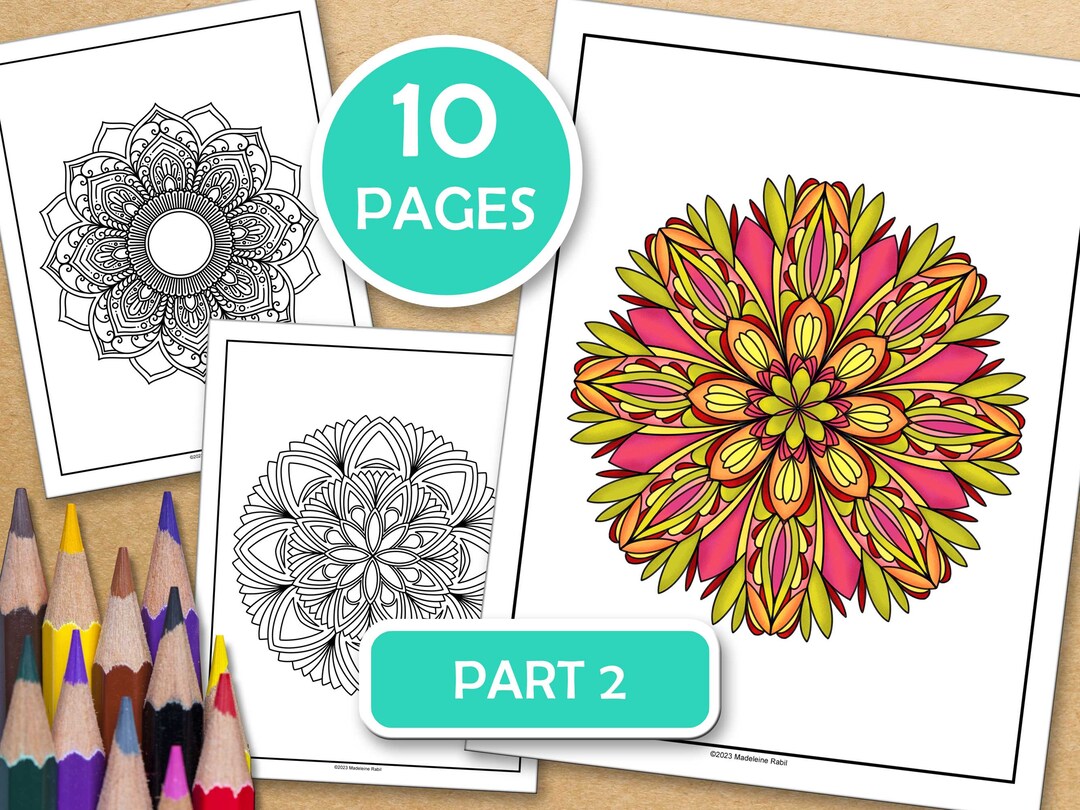 Part 2-mandalas for Meditative Coloring: 10 Mindfulness Coloring Pages ...