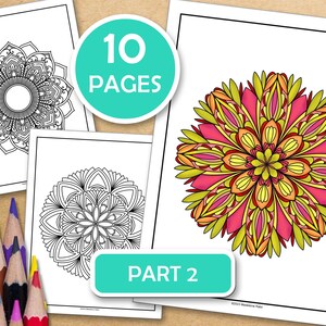 Part 2-mandalas for Meditative Coloring: 10 Mindfulness Coloring Pages ...
