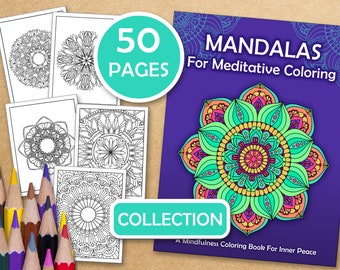 Complete Collection Easy Mandalas for Meditative Coloring: 50 ...