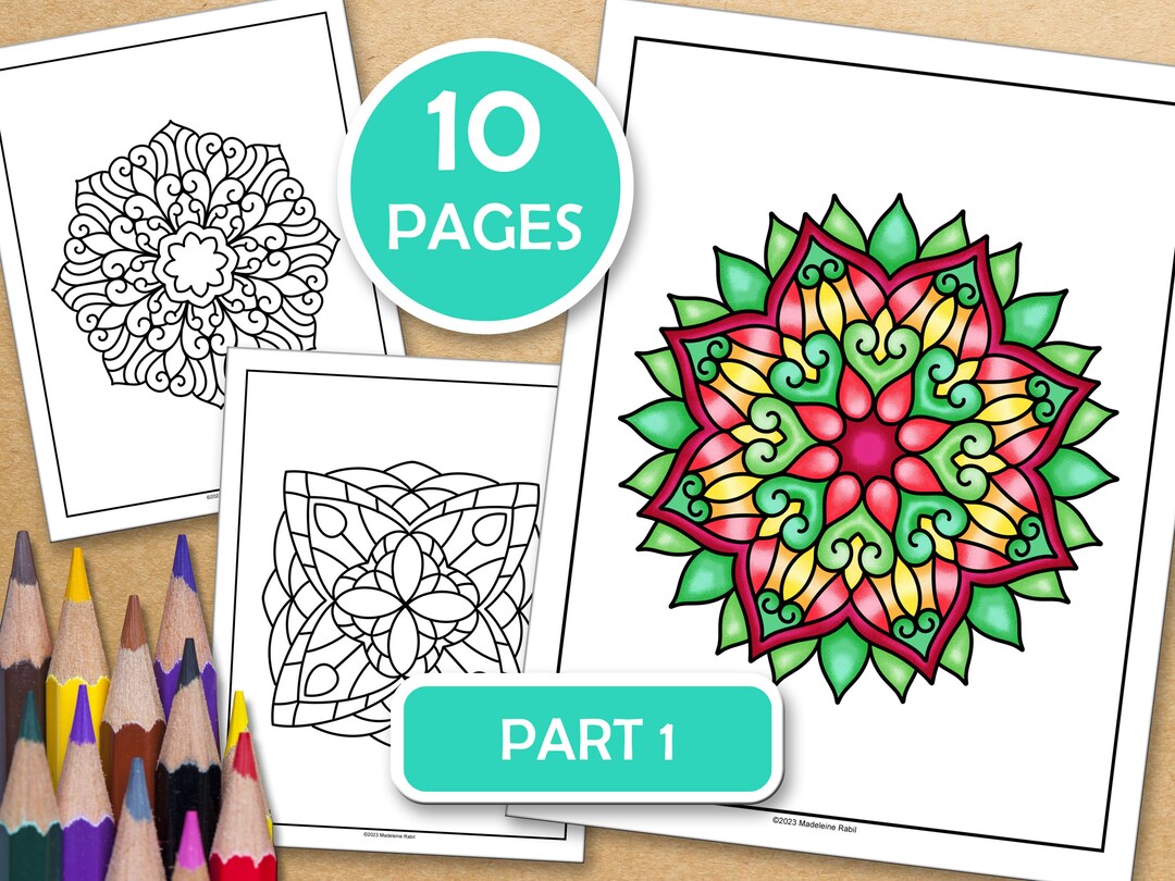 Part 1-easy Mandalas for Meditative Coloring: 10 Mindfulness Coloring ...
