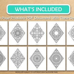 Diamond Mandalas : 10 Mindfulness Coloring Pages for Inner Peace, PDF ...