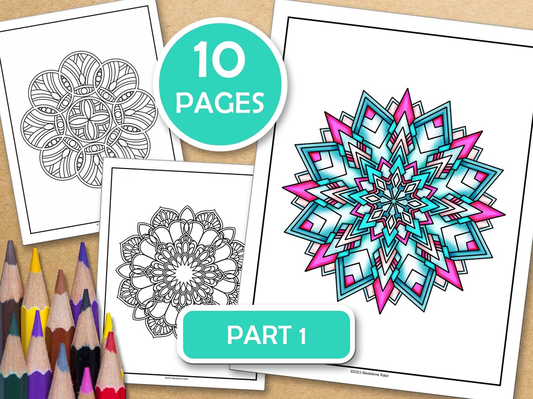 Part 1-mandalas for Meditative Coloring - Book 2: 10 Mindfulness ...