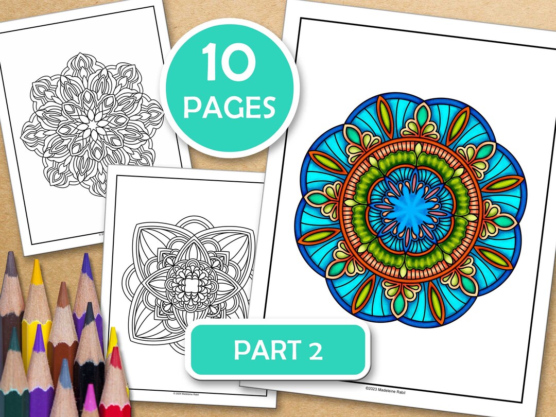 Part 2-mandalas for Meditative Coloring - Book 2: 10 Mindfulness ...