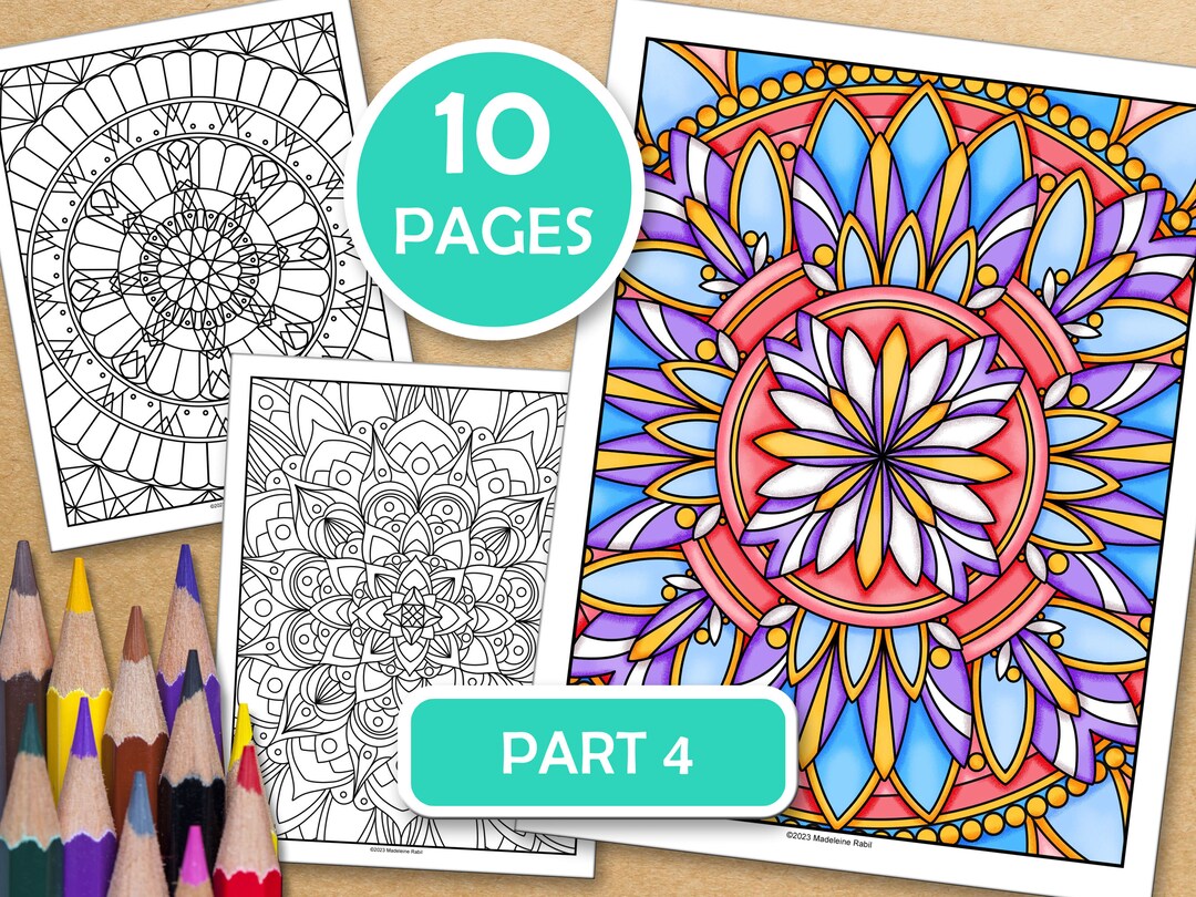 Part 4-mandalas for Meditative Coloring: 10 Mindfulness Coloring Pages ...