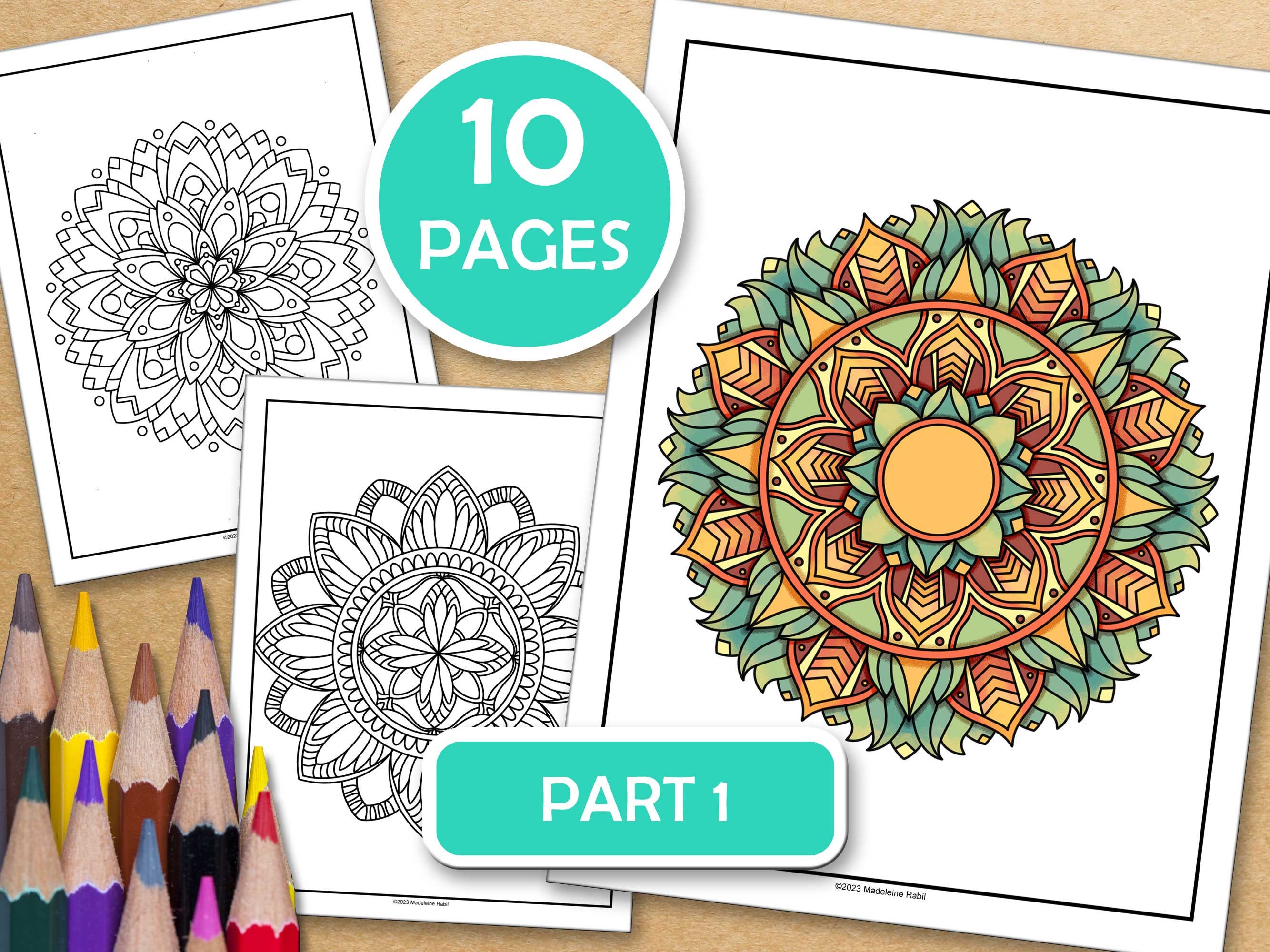 Part 1-mandalas for Meditative Coloring: 10 Mindfulness Coloring Pages ...